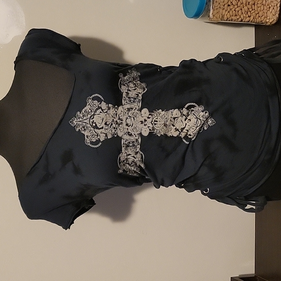 in gods hands | Tops | Goth Studded Asymmetrical Lace Up Top Reversible ...